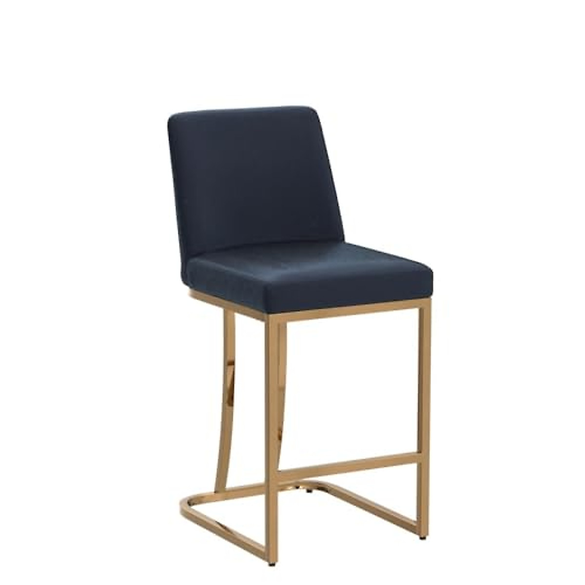 VESCASA 24" H Counter Height Barstools with Back, Mid Century Modern Velvet Upholstered Counter Stool Chairs with Gold Metal Frame for Kitchen Island, Bar, Pub, Set of 2, Black