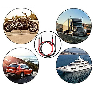 SHIERLENG 2 AWG 2 Gauge 1FT Battery Cable Red + Black Pure Copper Power Inverter Wire Set for Solar, RV, Car, Boat, Automotive, Marine, Motorcycle with 3/8 in Lugs (2 AWG, 1 Feet)