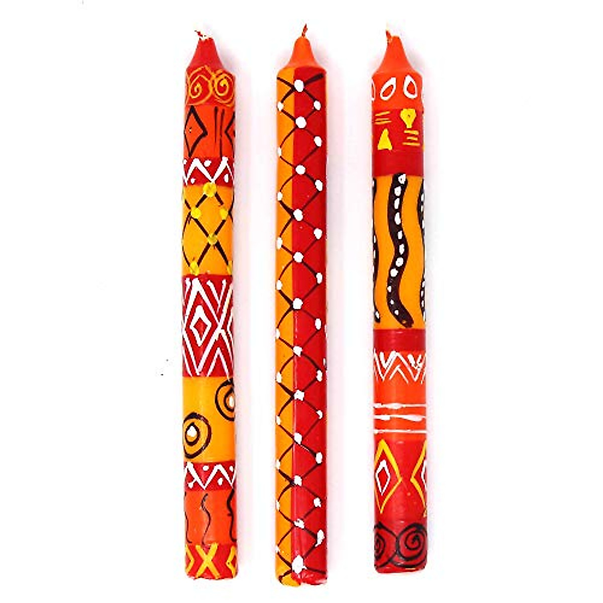 Set of Three Boxed Tall Hand-Painted Candles - Zahabu Design - Nobunto Candles