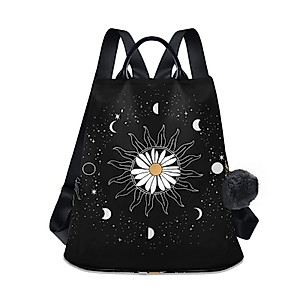 ALAZA Daisy Flower Sun Moon Backpack Purse for Women Anti Theft Fashion Back Pack Shoulder Bag