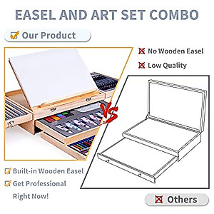 Paint Set,85 Piece Deluxe Wooden Art Set Crafts Drawing Painting Kit with Easel and 2 Drawing Pads, Creative Gift Box for Teens Adults Artist Beginners,Art Kit,Art Supplies