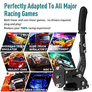 aikeec 64 Bit USB Handbrake with Clamp for PC Windows Sim Racing Games G25 G27 G29 T500 FANATECOSW Dirt Rally with Handle Grip