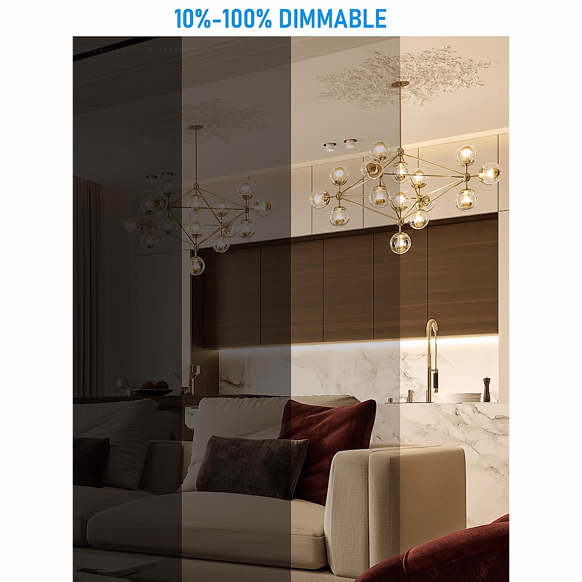 TORCHSTAR Dimmable Half Chrome Light Bulb, 7W (75W Eqv.), Anti Glare LED Light Bulbs, UL Listed, E26 Gold Dipped Bulb, G25 Globe Light Bulbs for Bathroom, Vanity, Mirror, 3000K Warm White, Pack of 3