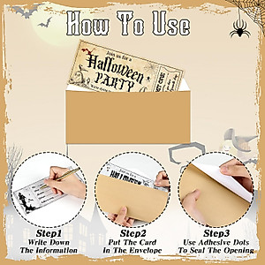 gisgfim 80PCS Halloween Party Invitations with Envelopes Vintage Halloween Fill In Black Invites Scary Skull Invitations Horror Halloween Party Ticket Invitations for Birthday Baby Shower Supplies