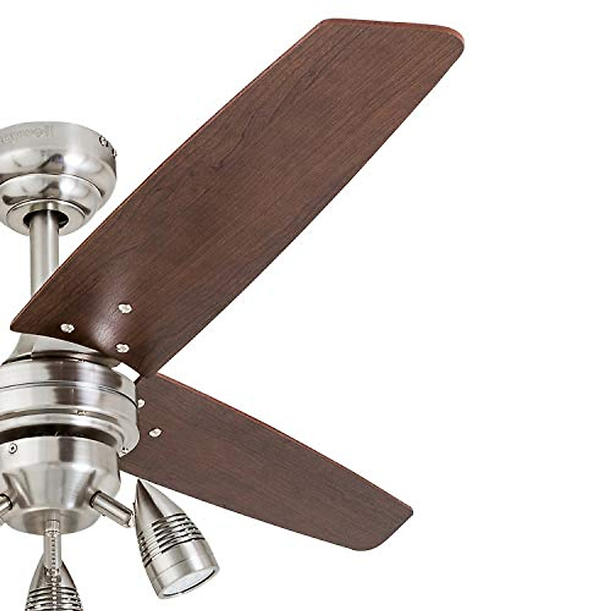 Honeywell Ceiling Fans Civa, 48 Inch Contemporary Indoor LED Ceiling Fan with Light, Pull Chain, Dual Mounting Options, 3 Modern Style Blades, Reversible Motor - 51583-01 (Nickel)