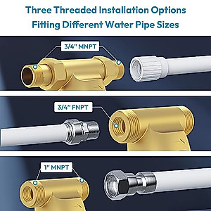 Besdor Swater 1 Spin Down Sediment Filter For Well Water, Reusable Whole House Pre-Filter System, 40 Micron, 316L Stainless Steel Mesh, Solid Lead-Free Brass, 1” MNPT + 3/4” FNPT + 3/4" MNPT