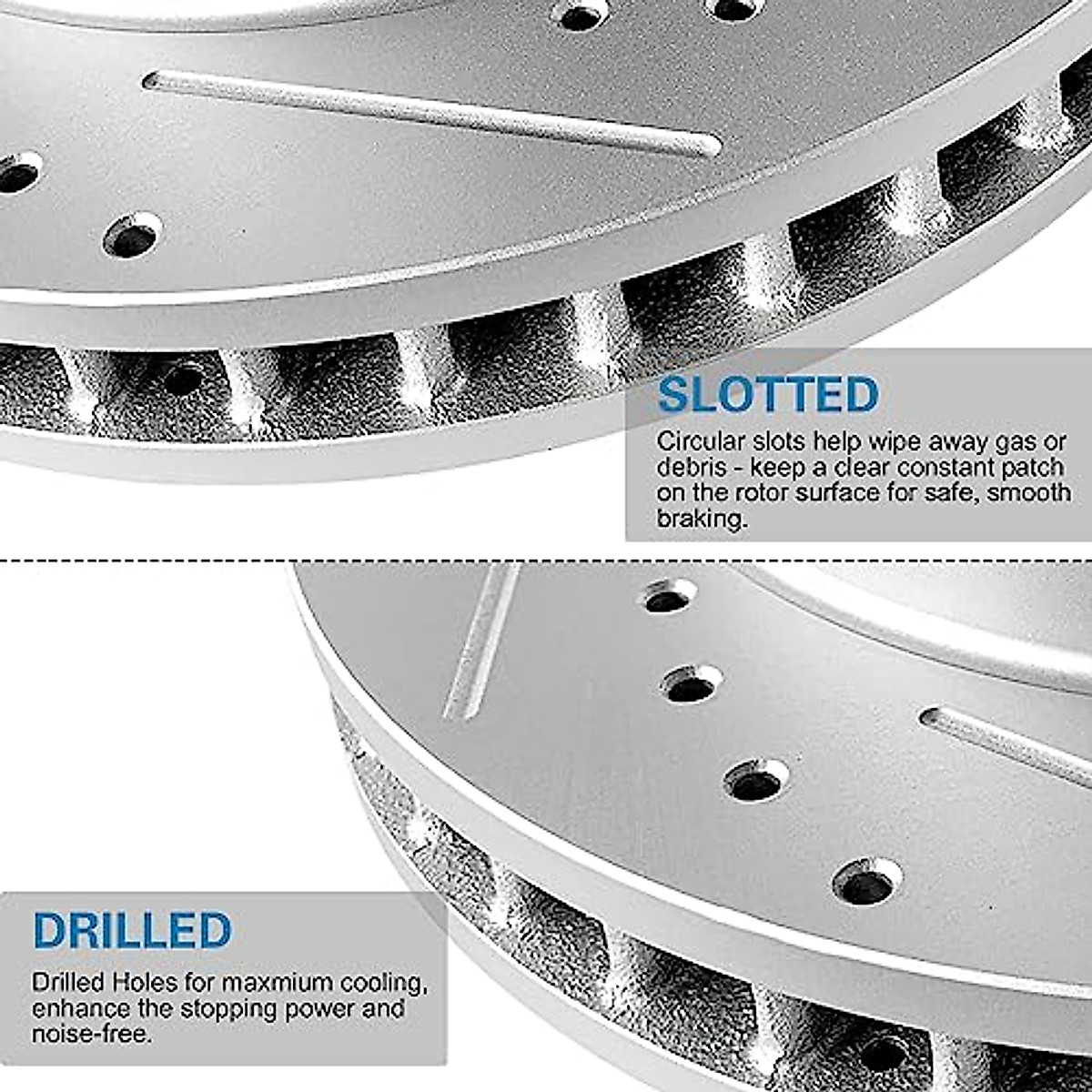 WEIZE Rear Truck & Tow Brake Rotors Kit, Carbon Fiber Ceramic Brake Pads and Drilled/Slotted Brake Discs, Fit for Chevy Silverado GMC 1999-2006