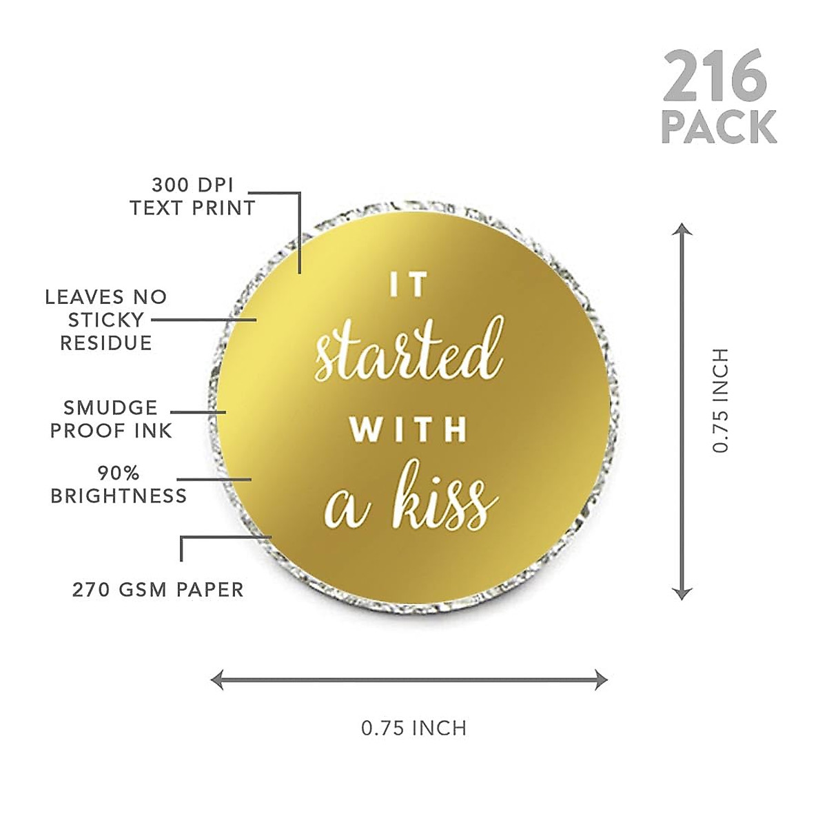 Andaz Press Chocolate Drop Labels Trio, Metallic Gold Ink, Wedding Bridal Shower, 240-Pack, Fits Kisses, Not Gold Foil, Gold Stationery, Invitations, Decorations