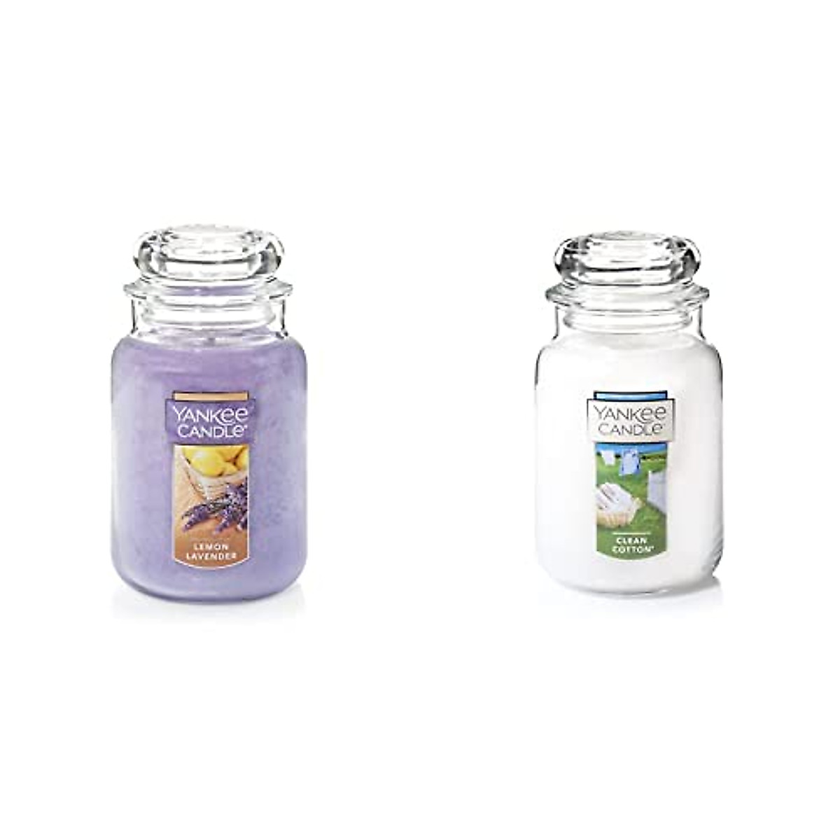 Yankee Candle Lemon Lavender Scented, Classic 22oz Large Jar Single Wick Candle, Over 110 Hours of Burn Time & Large Jar Candle Clean Cotton