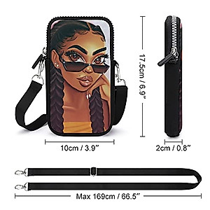 Besbapes Roomy Pockets Phone Shoulder Bag Abstract Black Girl African American Women Art Holder Credit Card Totebag, Water Resistant, Yoga Picnic Bag