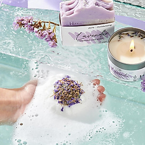 Peacoeye Gifts for Women Spa Lavender Bath Gift Baskets Mothers Day Gifts Relaxing Self Care Gift for Mom Her Sister Wife Auntie Home Bath Kit Care Package Birthday Friendship Gift Ideas