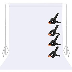 TRLYC White Photography Backdrop - 8.5 x 10 FT White Backdrops for Photoshoot with 4 Backdrop Clips Backdrops for Parties Curtain Photographic Studio Photo Backgrounds