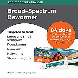 Quest Gel Moxidectin Horse Dewormer, Early Grazing Season recommended for Horses and Ponies 6 months and older, 0.5oz Sure-Dial Syringe