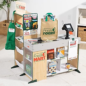 Melissa & Doug Fresh Mart Grocery Store Play Food and Role Play Companion Set - Kids Pretend Grocery Shopping For Kids Ages 3+