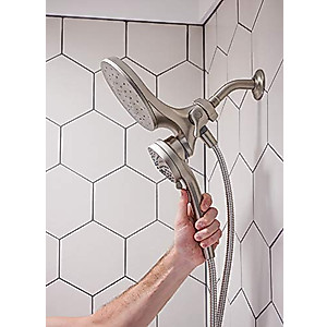 Moen Engage Magnetix Spot Resist Brushed Nickel Multi-Function Handshower and Rainfall Shower Head Trim Combo with Shower Handle, Tub Spout, Metal Hose and Valve, 82304SRN