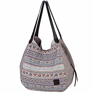 ArcEnCiel Women's Canvas Handbag Shoulder Bags Totes Purses (Gray)