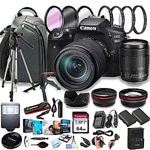 Canon EOS 90D DSLR Camera w/EF-S 18-135mm f/3.5-5.6 is USM Zoom Lens + 100S Sling Backpack + 64GB Memory Cards, Professional Photo Bundle (40pc Bundle) (Renewed)