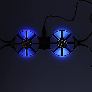 Laptop Cooler Cooling Pad,Portable USB Powered,4Color Laptop Cooling Pad,Foldable Notebook Cooler DualFan,Large Air Volume Radiator Heat Sink,with Blue LED Light(Black)