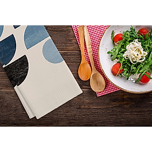 Blue Navy Retro Scandinavian Boho Mid Century Modern Art Kitchen Towels Tea Towels, 16 X 24 Inches Cotton Modern Dish Towels Dishcloths, Dish Cloth Flour Sack Hand Towel for Farmhouse Kitchen Decor