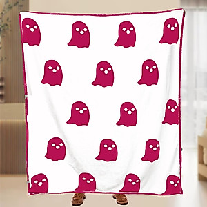 2024 Halloween Pink Ghost Blanket, 50 * 60in Double-Sided Printing Super Soft Cute Four Seasons Blanket Halloween Blanket, Halloween Pink Blanket Gift for Boys and Girls (Pink, 50 * 60in)