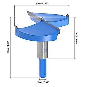 uxcell Forstner Drill Bits 80mm, Tungsten Carbide Wood Hole Saw Auger Opener, Woodworking Hinge Hole Drilling Boring Bit Cutter (Blue, Gray)