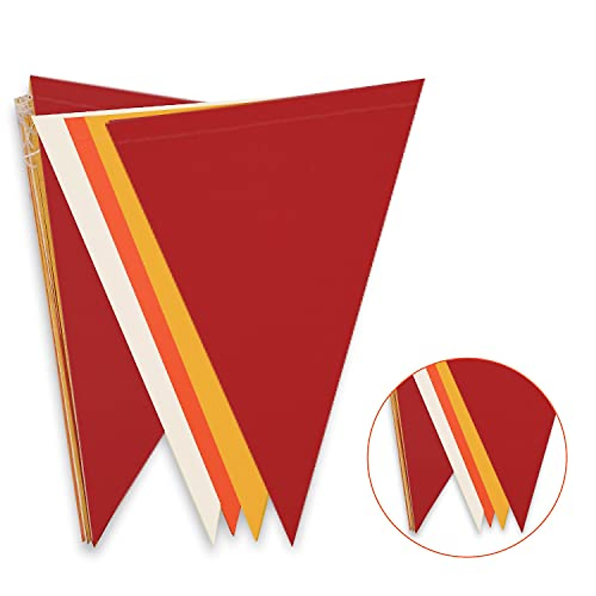 YSSAI 40Ft Triangle Flag Paper Pennant Banner Orange Fall Party Garland Bunting for Fall Decor Thanksgiving Day Harvest Autumn Wedding Birthday Party Home Outdoor Garden Hanging Decoration 104 Flags