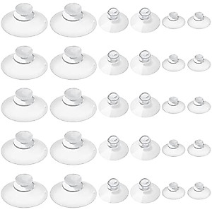 LuluEasy 30 Pieces 3 Sizes Clear Suction Cups for Glass, Without Hooks, Plastic Sucker for Home Organization Festival Decoration Window, Assorted Sizes 0.8 inch + 1.2 inch + 2.2 inch