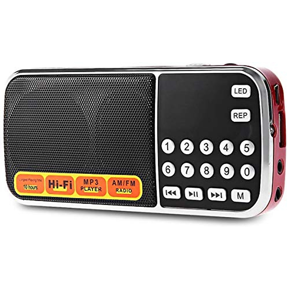 AM FM Portable Pocket Radio Music Player Support Micro SD/TF Card USB Slot (Red)