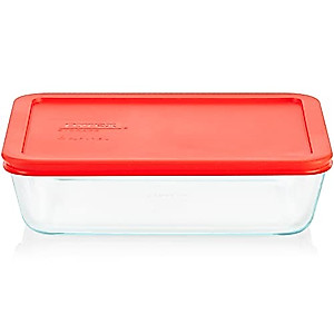 Pyrex Simply Store Glass Food Storage Container, Snug Fit Non-Toxic Plastic BPA-Free Lids, Freezer Dishwasher Microwave Safe, 6 Cup