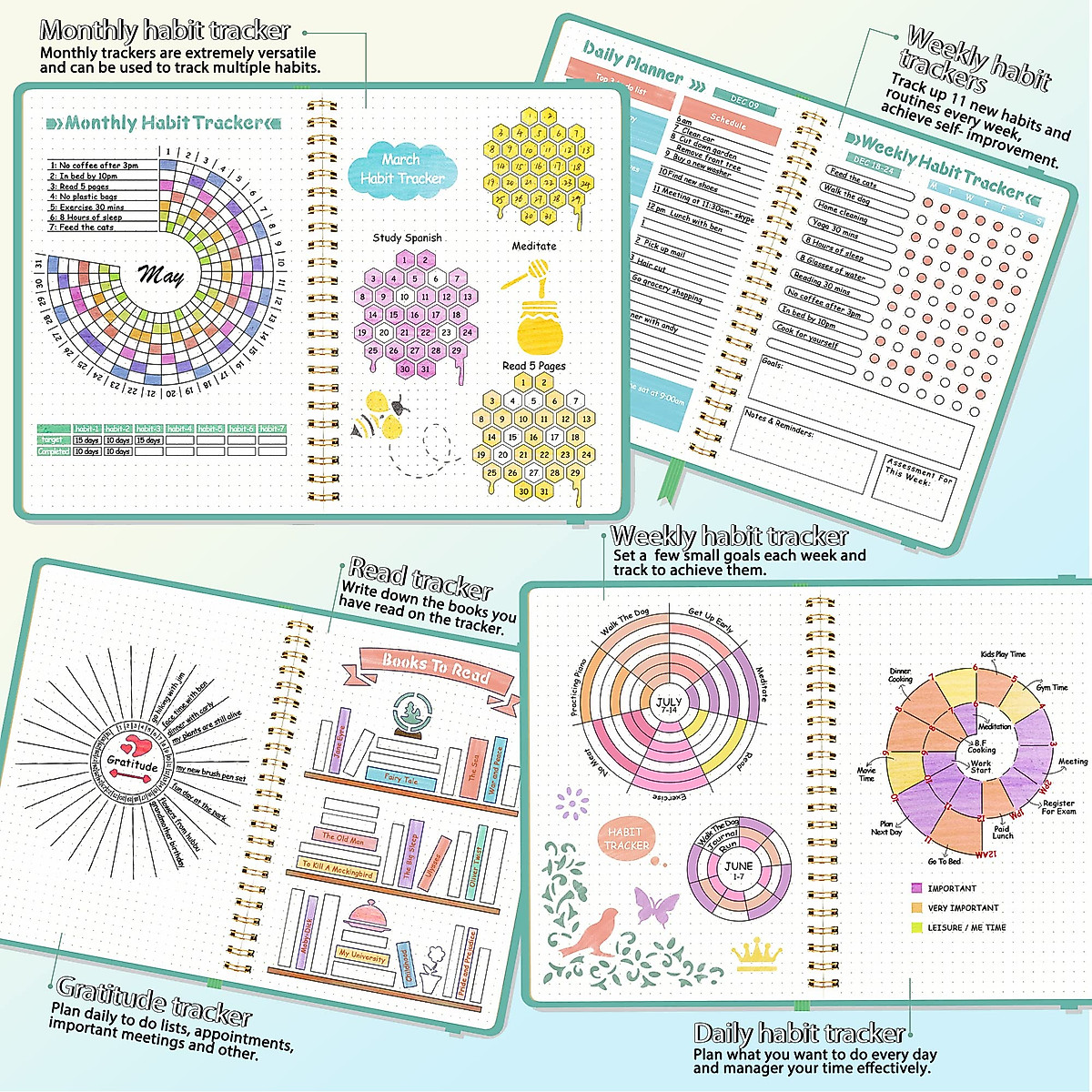 Midenco 36Pcs Bullet Journal Stencils Templates Set (5.1 * 7.9 Inch) - Bullet Journals Accessories/Supplies Kit - Journal Stencils for Bullet Journaling - Planner Stencils for A5 Dotted Journal