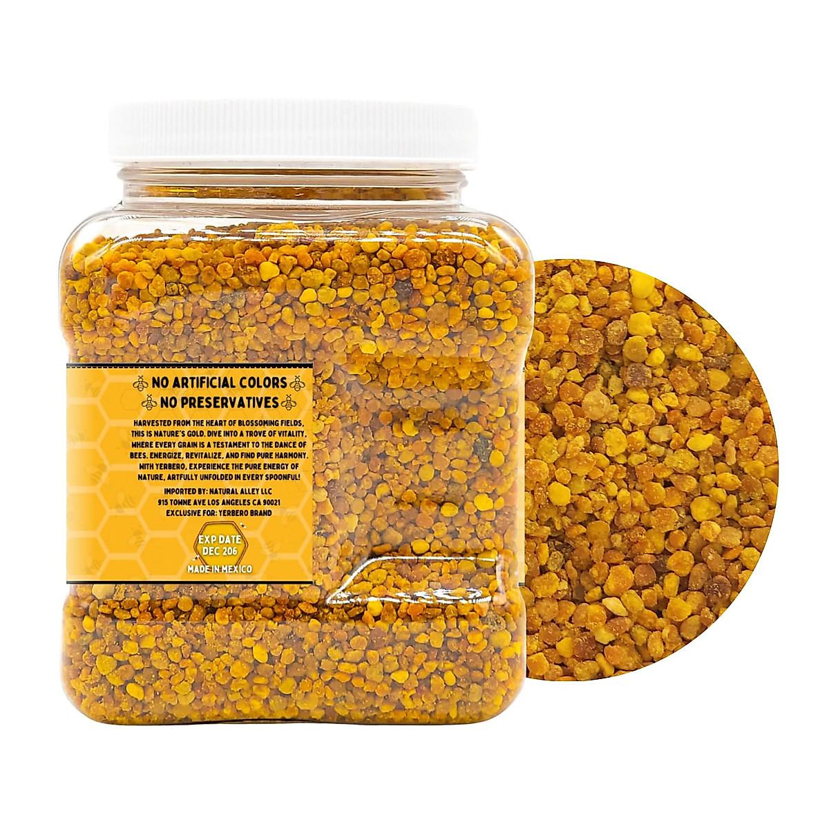 Yerbero - Premium Bee Pollen Granules 10 Oz (283g) | 100% Natural Pure Bee Pollen Raw Sweet Rich Flavor | Polen de Abeja 100% Natural.