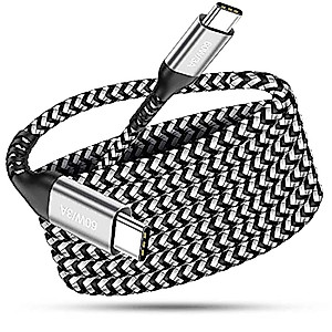 USB-C to USB-C Cable 60W 15FT Long,Type-C 2.0 Cord Compatible with MacBook Pro/Air,iPad Air 5,Samsung Galaxy S22/S21/S21/S10,Note 20 10,A90,Pixel 6 Pro,Sony PS5, Fast delivery PD Charging,Black White