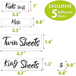 Hebayy 242 Cursive Laundry Room Organization Labels Printed Customizable Waterproof Tear-Resistant Stickers with Perforation Line for Bathroom Laundry Closet Farmhouse Containers Bins