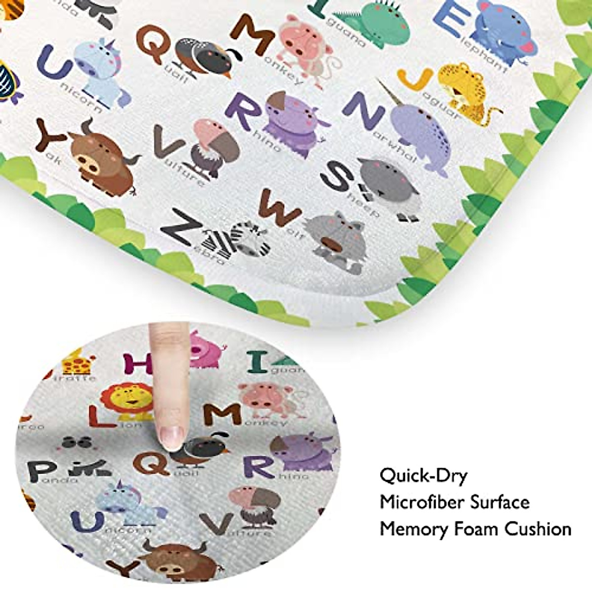 KINUUIS 4PC Animals Alphabet Bathroom Shower Curtain Sets Kids Bathroom Sets Cartoon Bathroom Sets with Rugs and Accessories Cute Style Shower Curtain for Bathroom Decoration