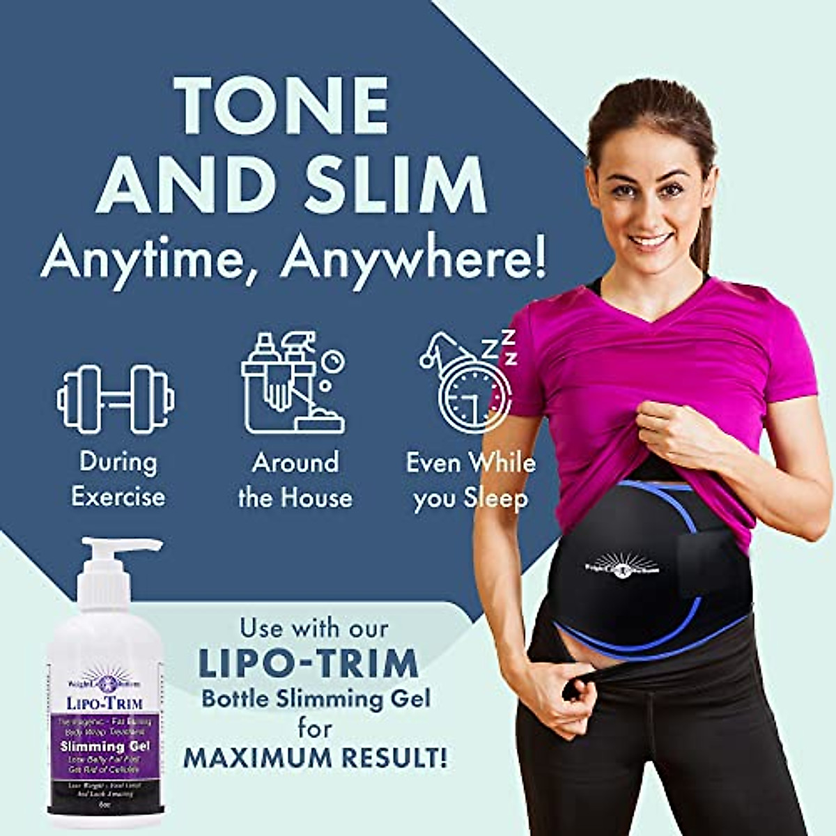 Waist Trimmer Ab Trainer, Weight Loss Sweat Wrap Sauna Belt for Women and Men. Waist Slimming, Stomach and Belly Fat Burner Black