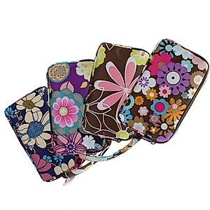 IKAXIYO Women Floral Print Cloth Wristlet Bag Coin Purse Zipper Wallet Cell Phone Pouch, Beautiful and Durable (A1)