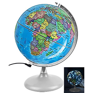 Illuminated World Globe, DIY Self-Assembly Stem Globe for Kids Learning 8 Inch Metal Bracket Constellation Earth globe for children 360° Rotating Educational World Globes for Kids