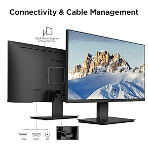 KOORUI 24 inch Computer Monitor, 75Hz FHD IPS Monitor, Frameless Ultra Slim Design, 99% SRGB, Flicker-Free, HDMI, VGA, VESA Mountable, Ergonomic Tilt Eye Care LED Display for Home Office