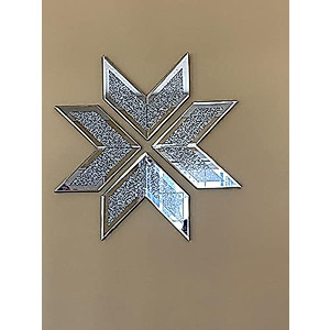 XIHACTY 2 Piece Mirrored Chevron Arrows, Crystal Crushed Diamond Arrow Wall Décor, Silver Arrow Sign for Gallery Wall for Dining Room, Living Room(12inch x 12inch)