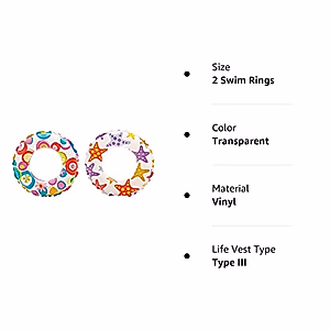 Intex - Recreation Lively Print Swim Ring, Summer Fun (Pack of 2 Assorted)