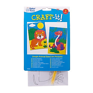 Baker Ross AW560 Jungle Animal Sand Art Pictures - Pack of 8, for Children to Decorate and Display, Ideal Kids Arts and Crafts Project, Great for Home Schooling Activities