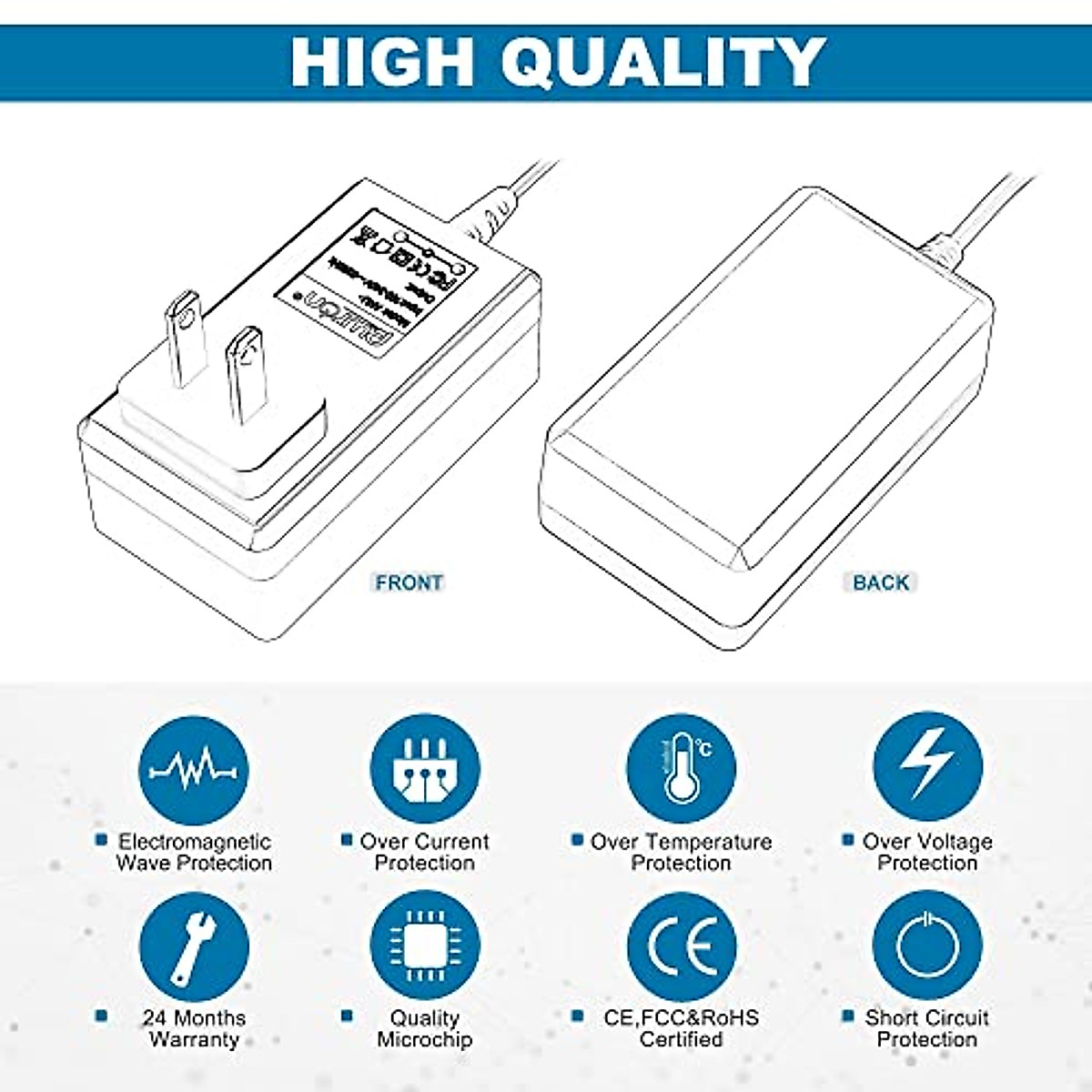 PwrON 6.6 FT Long 9V AC to DC Power Adapter Charger Replacement for Brother P-Touch Adaptor AD-24 AD-24ES-US AD-60 4809513003CT