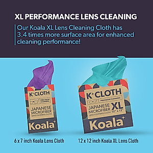 Koala Lens Cleaning Cloth | Japanese Microfiber | Glasses Cleaning Cloths | Eyeglass Lens Cleaner | Eyeglasses, Camera Lens, VR/AR Headset, and Screen Cleaning | Blue & Purple (Pack of 3)