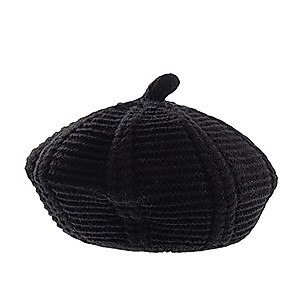 Infant Baby Boys Girls Fall Winter Knitted Beanie Hat Newborn Faux Fur Beret Skull Hat Trendy Warm Knit Beanie Ski Cap (0-3T, Black)