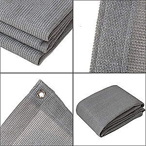 LIANGJUN Shading Sunshade Net, Fence Privacy Screen Windscreen Encryption Thicken Partition Balcony Deck Backyard Outdoor, with Bindings Grommets (Color : Gray, Size : 1.2x3m)