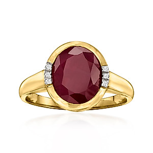 Ross-Simons 5.00 Carat Ruby Ring With Diamond Accents in 14kt Yellow Gold. Size 7
