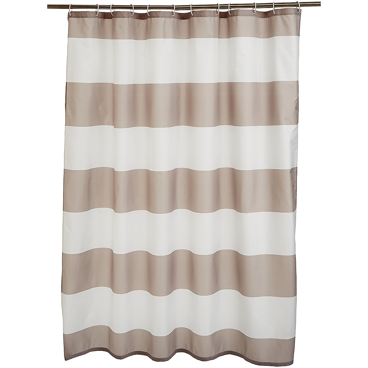 Amazon Basics Fabric Shower Curtain with Grommets and Hooks - 72 x 72 Inch, Large Light Brown, Beige