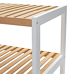 Organize It All 3 Tier White Sonora Bamboo Shelf, Dimensions: 28.74" x 12.99" x 22.24", Space Saving, Free Standing Design, Bathroom Storage