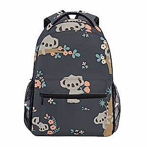 senya Koala And Flowers Backpack School Bag Travel Daypack Rucksack for Students One Size