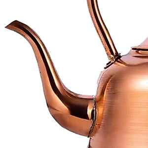 Fenteer Elegant Copper Tea Kettle with Ergonomic Handle, Pure Copper Teapot for Water Tea Coffee Fast Boiling, Large capacity Tea Kettle for Home Office Outdoor Gas and Induction Stovetop, 2L